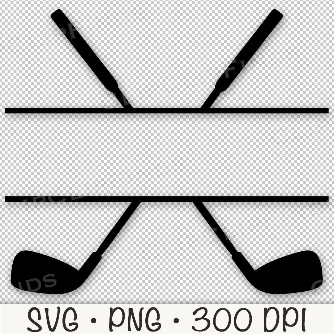Crossed Golf Clubs Monogram SVG, Golf Split Name Frame SVG, PNG, Golf ...