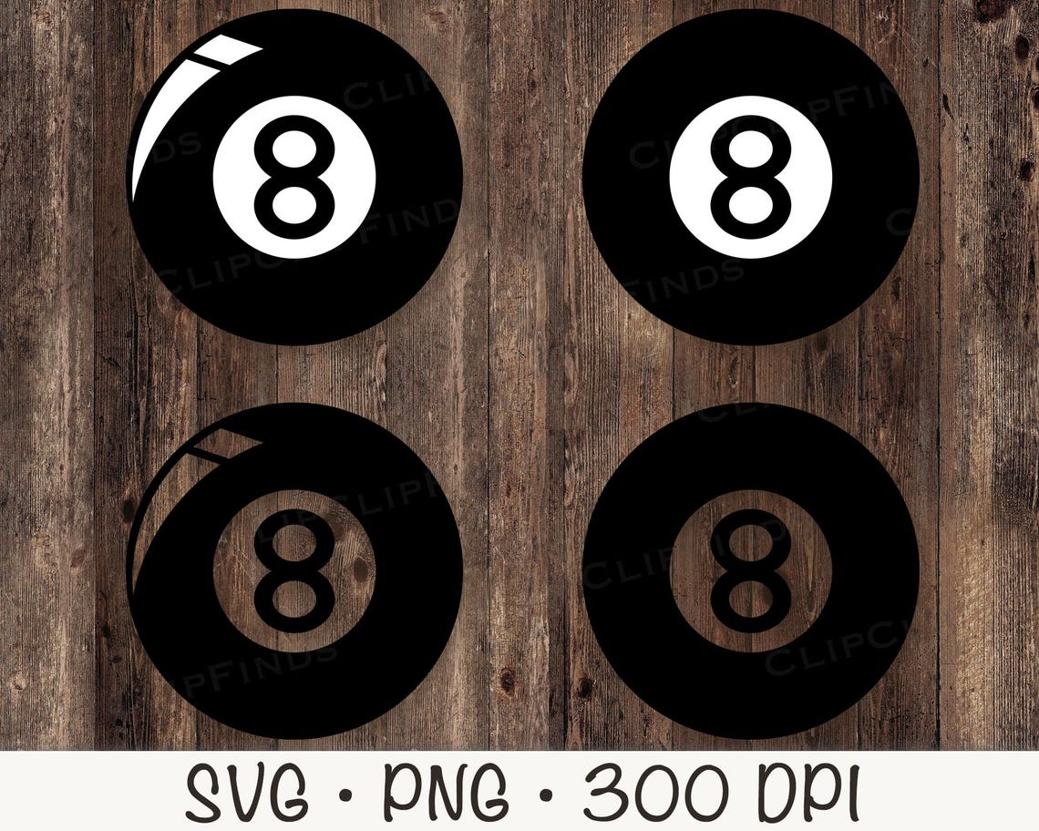8 Ball SVG, Pool Billiards Clip Art PNG, Silhouette 8 Ball Shape ...