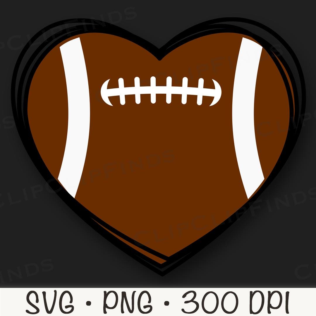 Football Heart PNG, Football Love SVG, Football Outline, Scribble, Hand ...