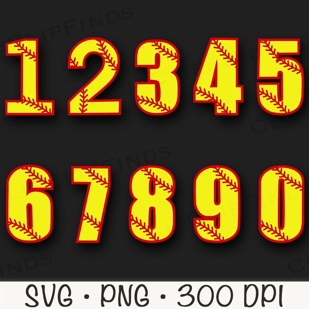 Softball Numbers PNG, Softball Numbers SVG, Softball Number Sublimation ...