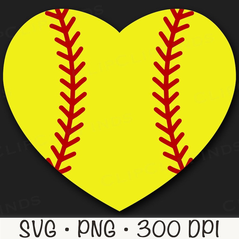 Softball Heart SVG, Softball Heart PNG, Softball Love, Softball Mom ...