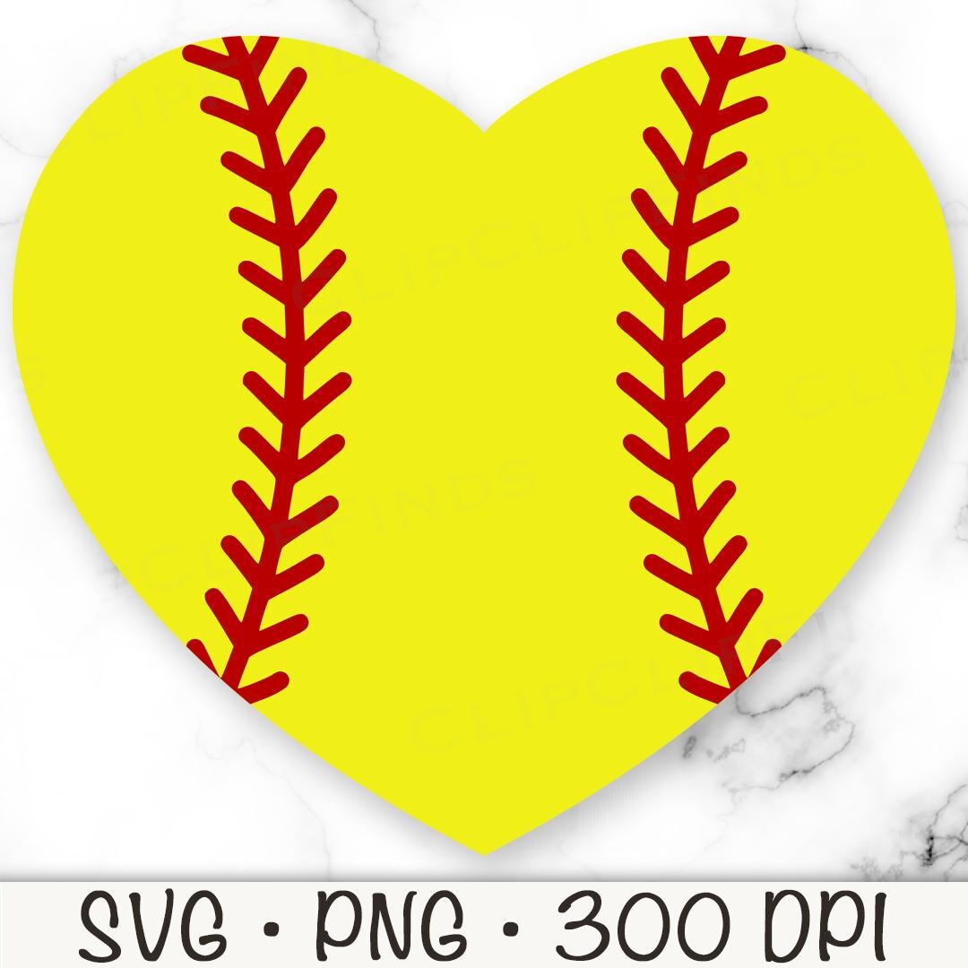 Softball Heart SVG, Softball Heart PNG, Softball Love, Softball Mom ...
