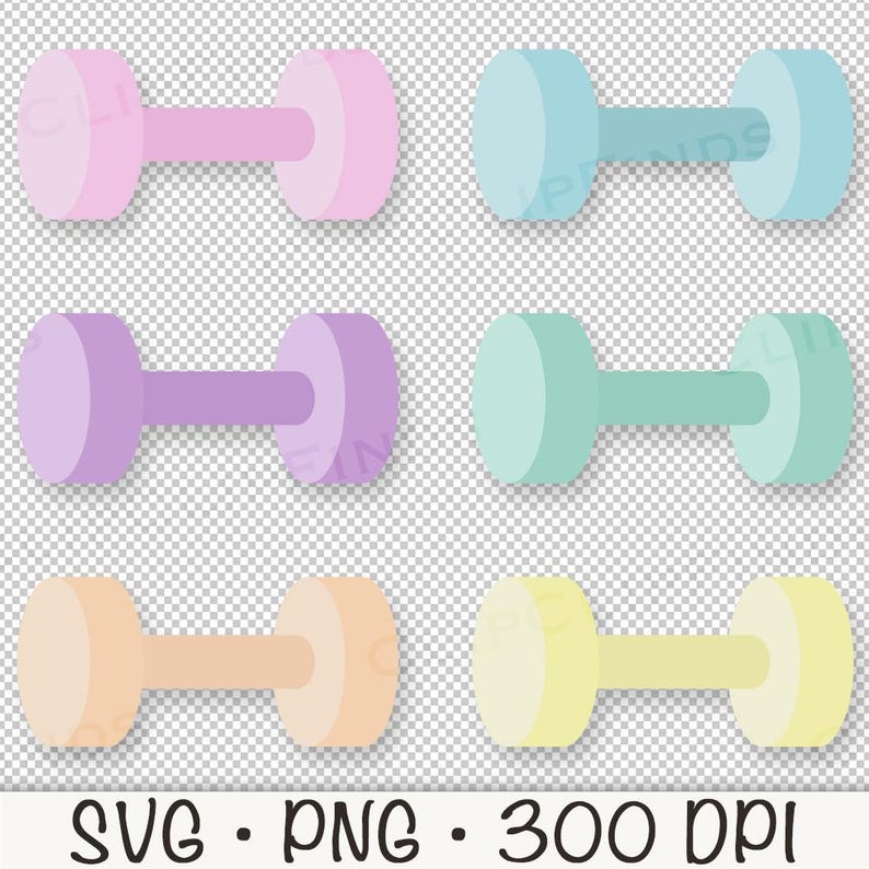 Dumbbells SVG, Pastel Dumbbells Clip Art, Dumbbells PNG, Cute Dumbbells ...