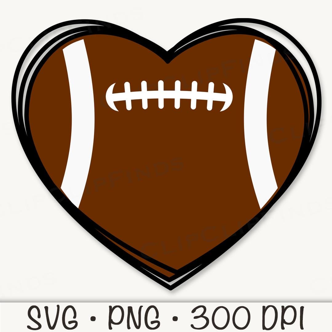 Football Heart PNG, Football Love SVG, Football Outline, Scribble, Hand ...