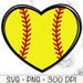 Softball Heart SVG, Softball Heart PNG, Doodle Outline, Softball Love ...