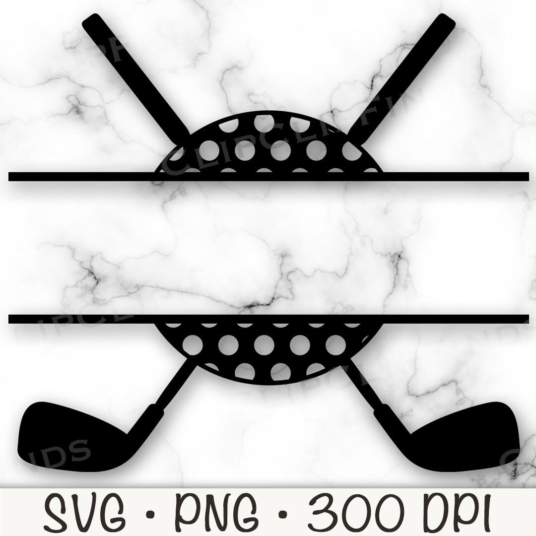 Crossed Golf Clubs Monogram SVG, Golf Split Name Frame SVG, PNG, Golf ...