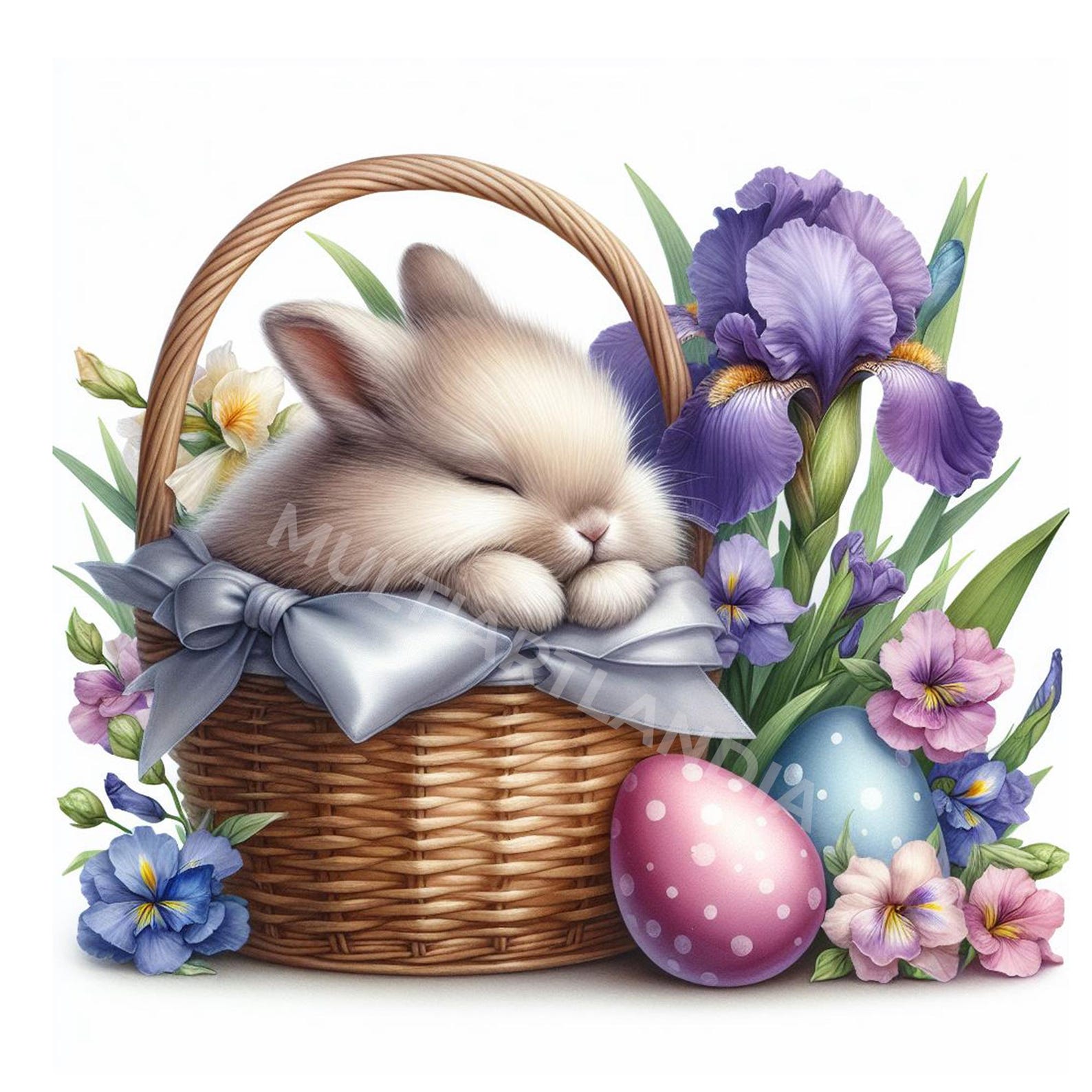 Sleeping Easter Bunny Clipart | 16 High Quality Jpgs | Instant Digital ...