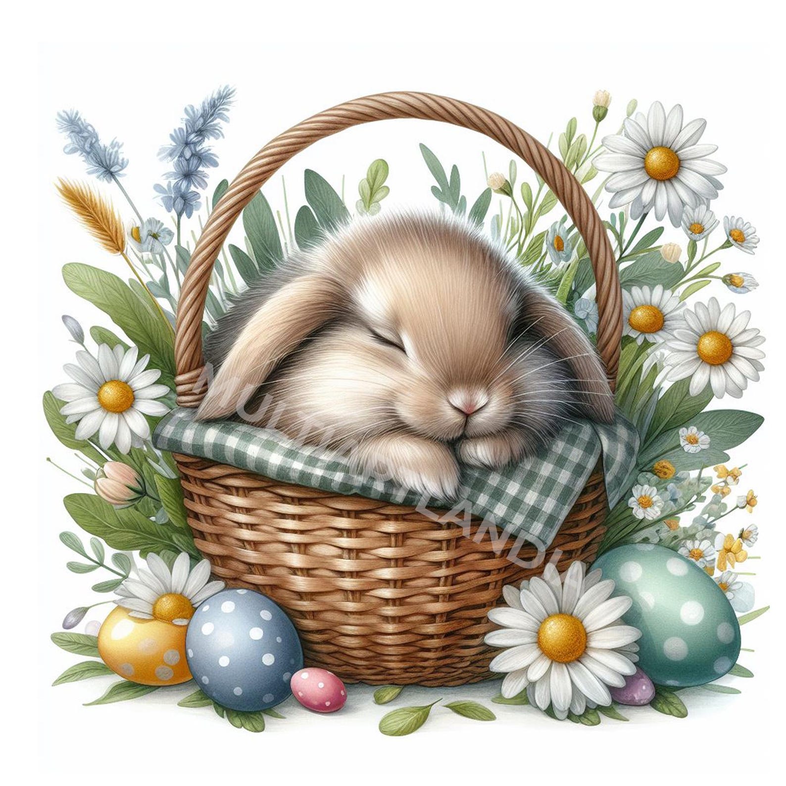 Sleeping Easter Bunny Clipart | 16 High Quality Jpgs | Instant Digital ...