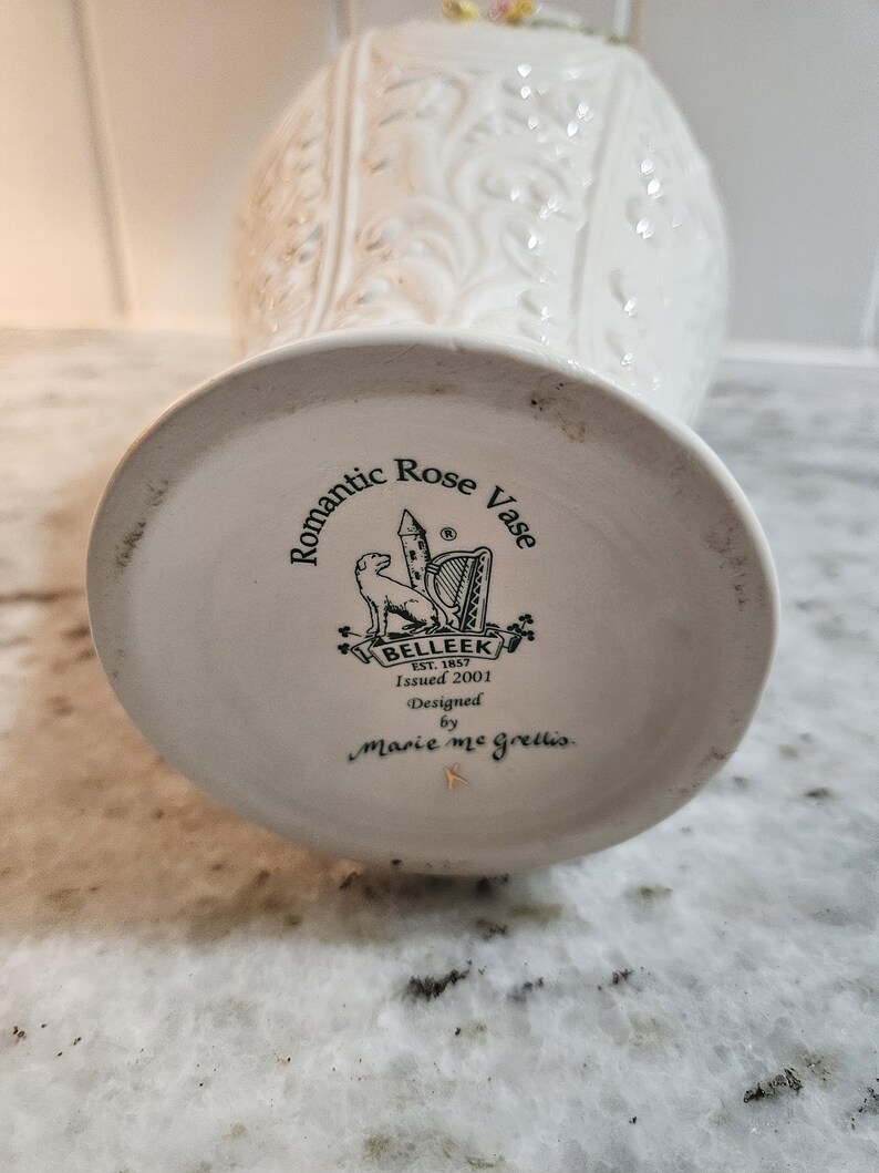 Belleek Romantic Rose Vase, Signed - Etsy