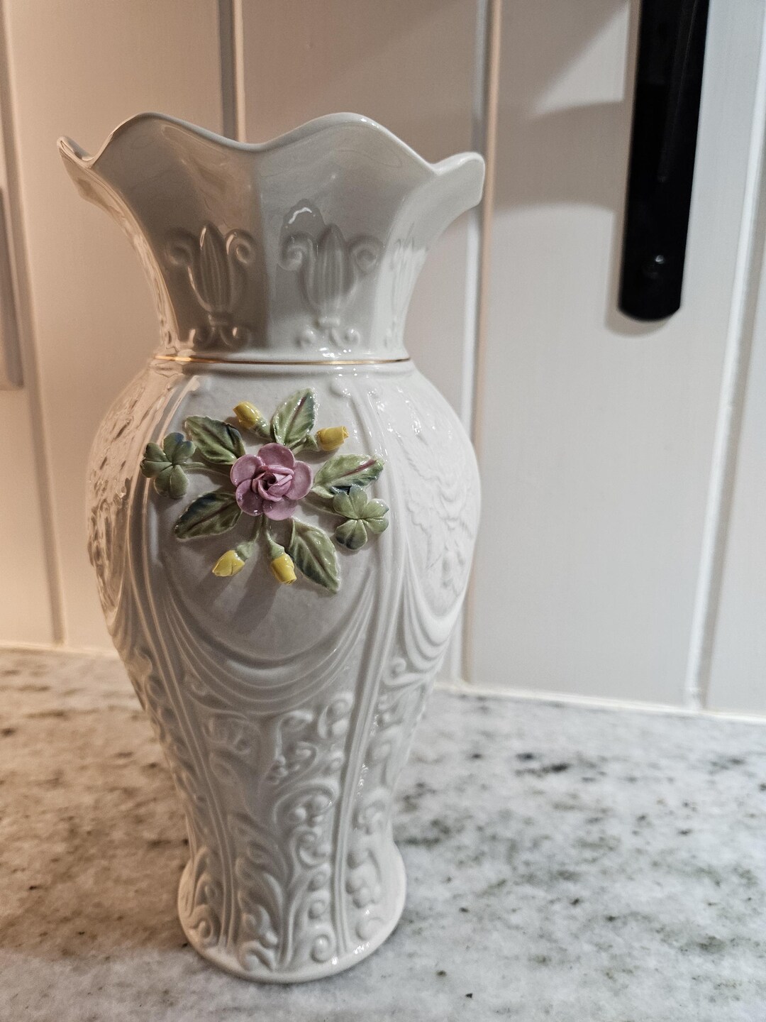 Belleek Romantic Rose Vase, Signed - Etsy