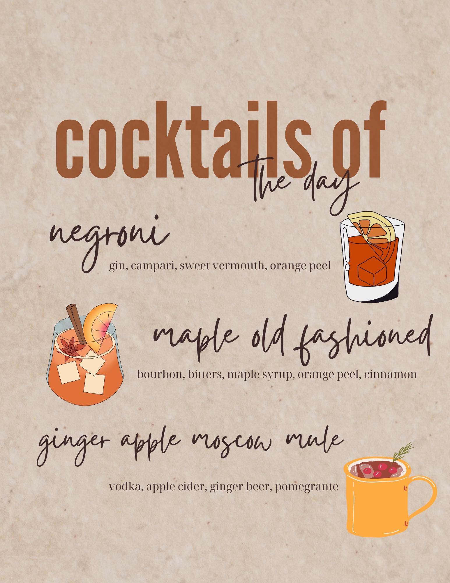 Fall Cocktail Menu - Etsy