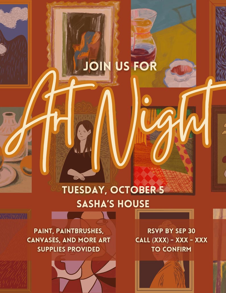 Art Night Invitation - Etsy