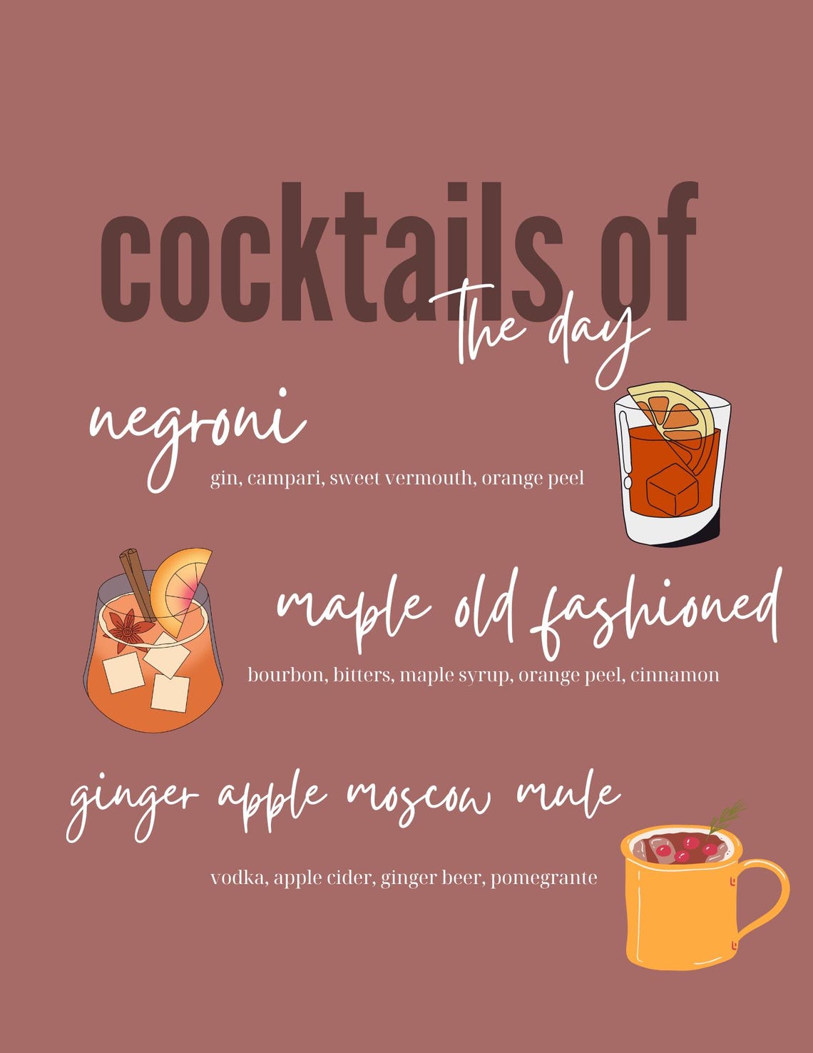 Fall Cocktail Menu - Etsy