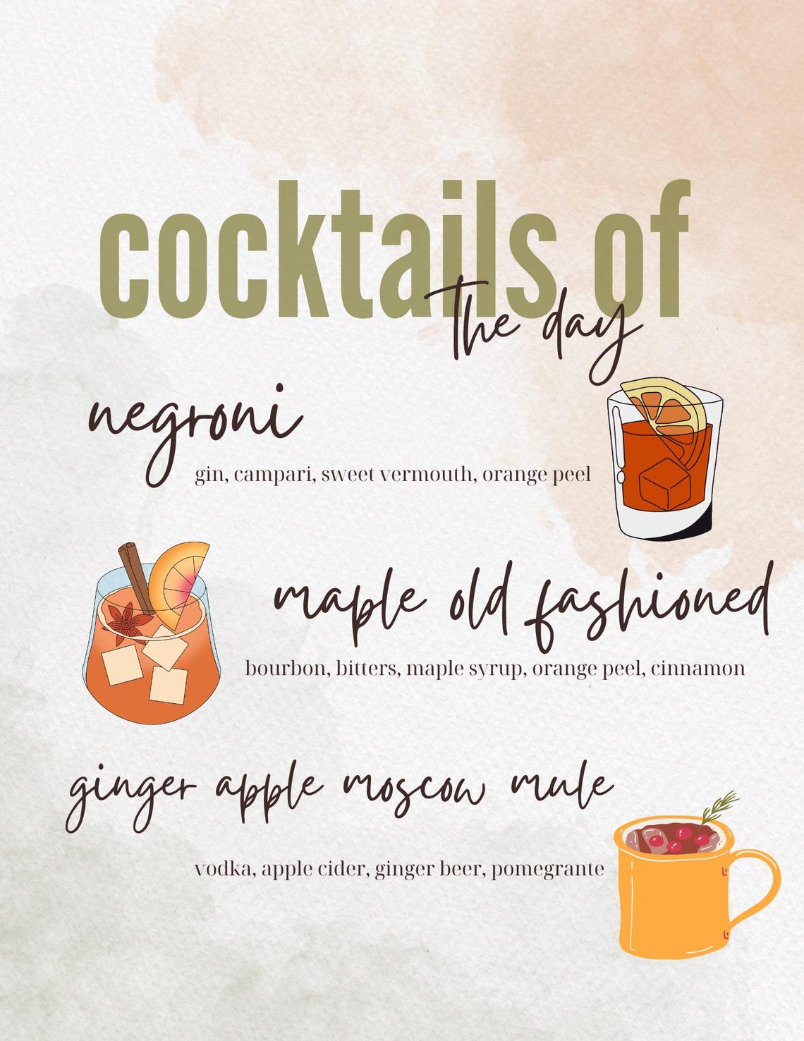 Fall Cocktail Menu - Etsy
