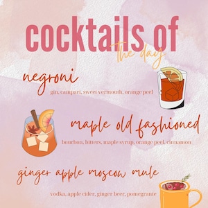 Fall Cocktail Menu - Etsy