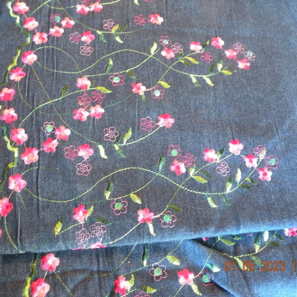 Embroidered Denim Fabrics - Etsy