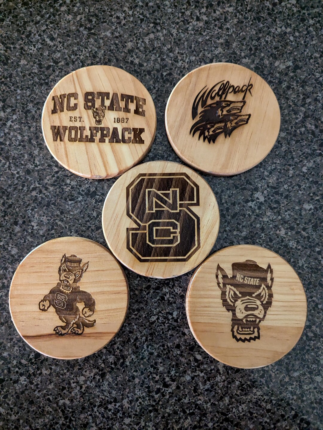 NCSU Wolfpack Wooden Coasters Sets. Variety Pack 5 Unique Wolfpack ...