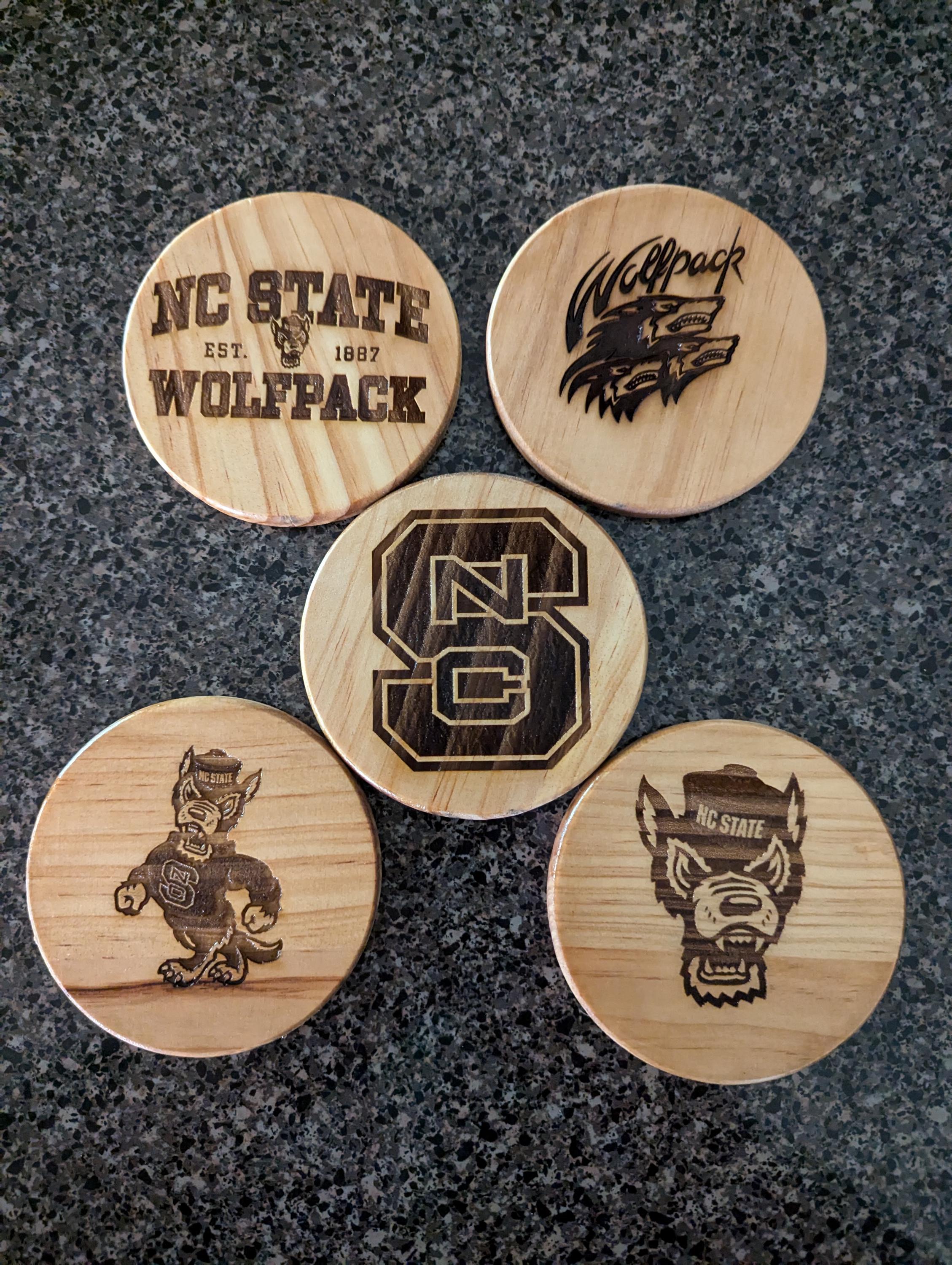 NCSU Wolfpack Wooden Coasters Sets. Variety Pack 5 Unique Wolfpack ...