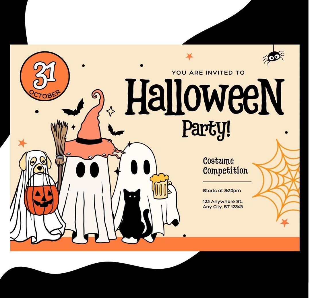 Halloween Editable Template Invitation, Digital Party Invitation ...