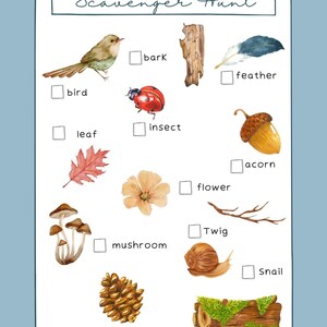 Kid's Printable Nature Themed Outdoor Scavenger Hunt With Pictures ...