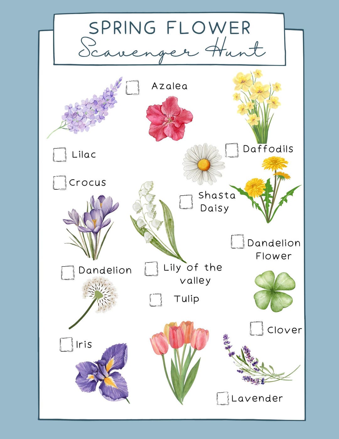 Spring Outdoor Scavenger Hunt Spring Flower Activity Nature Game for ...