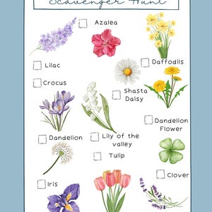 Spring Outdoor Scavenger Hunt Spring Flower Activity Nature Game for ...