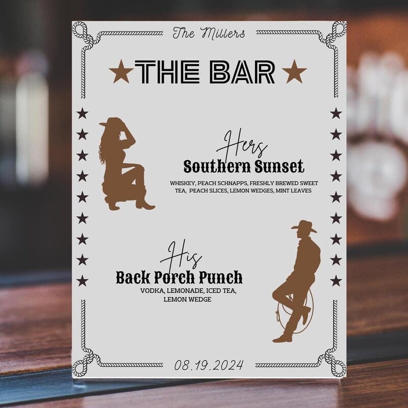 Western Bar Menu Template - Etsy