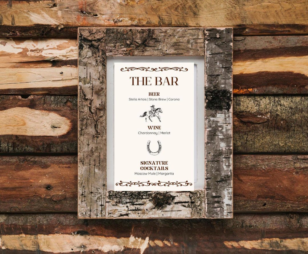 Rustic Western Bar Menu | Digital Print Template | Vintage Cowboy ...
