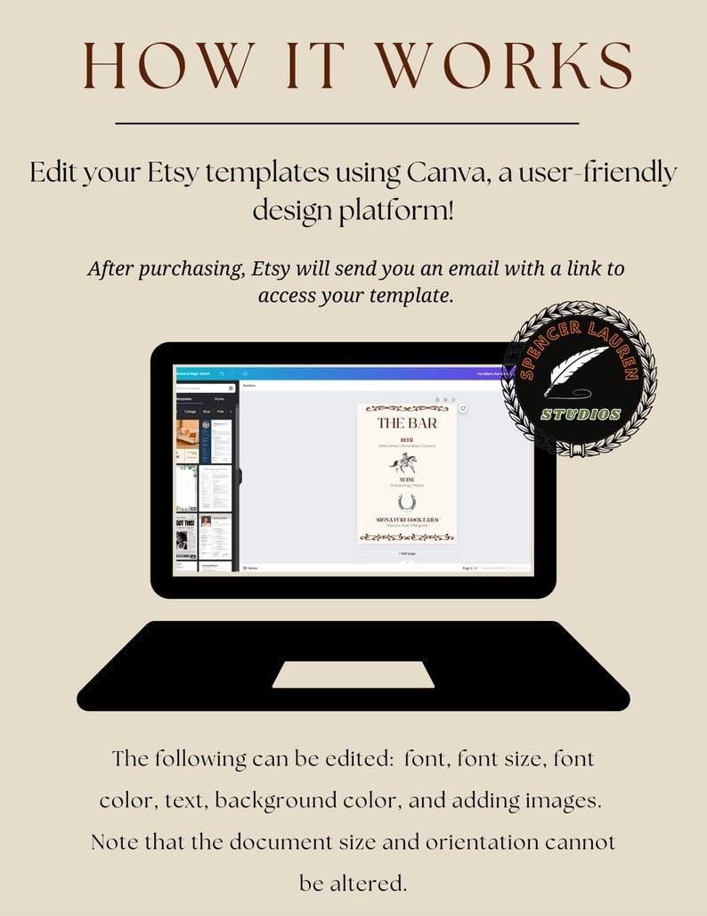 Rustic Western Bar Menu | Digital Print Template | Vintage Cowboy ...