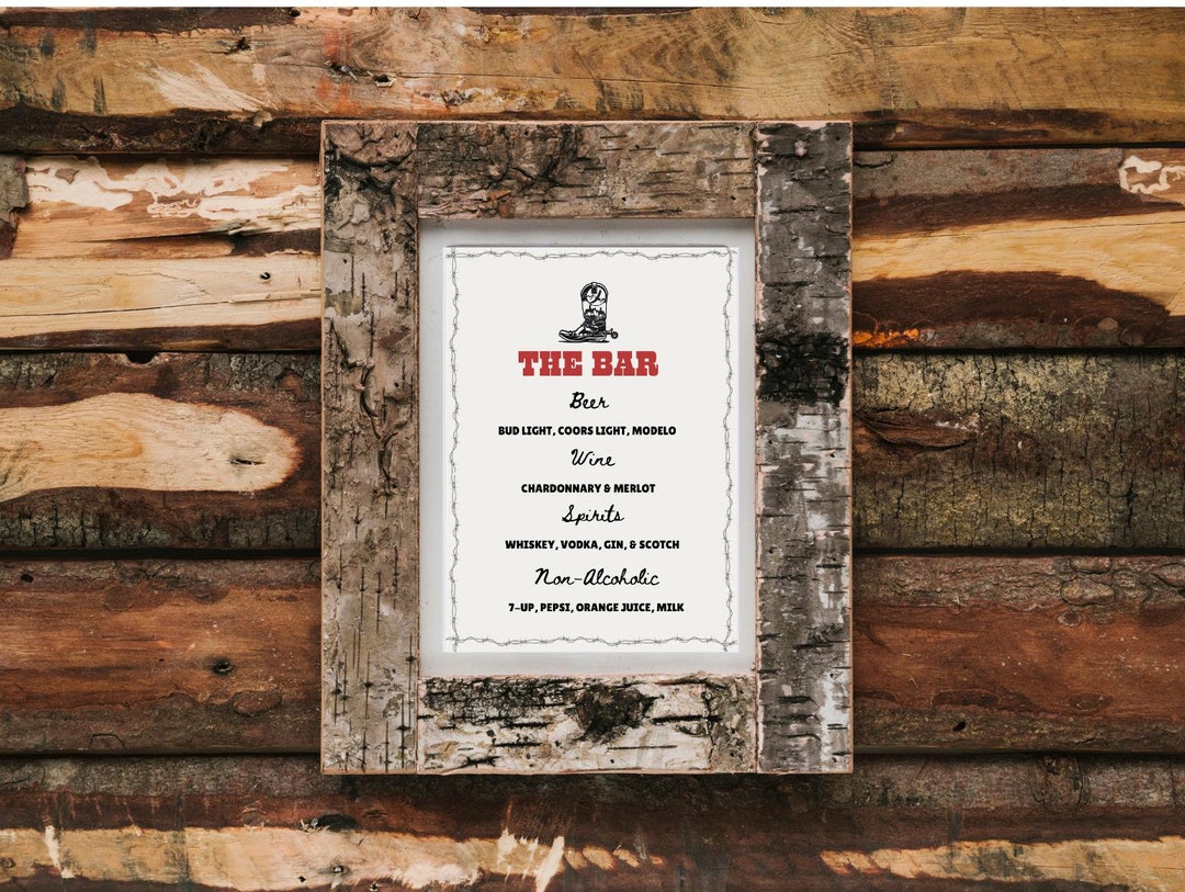 Country Western Bar Menu | Digital Print Template | Cowboy Design for ...