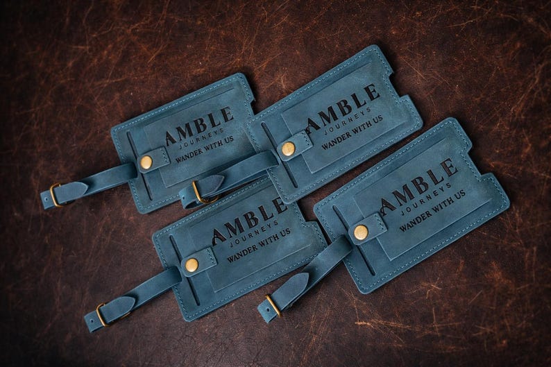 Genuine Leather Luggage Tag Personalize With Logo, Name, Initials ...