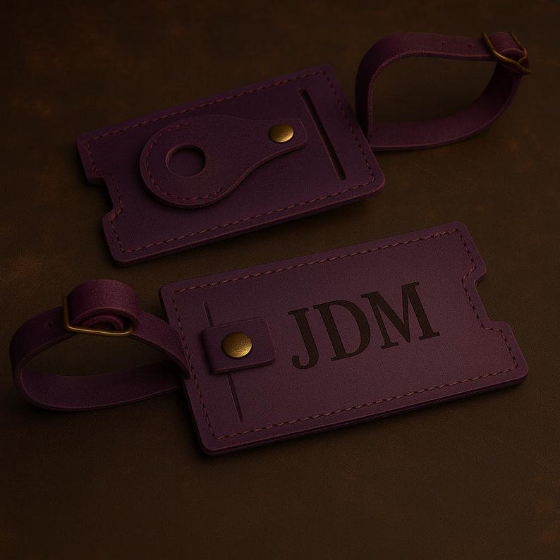 Genuine Leather Luggage Tag Personalize With Logo, Name, Initials ...