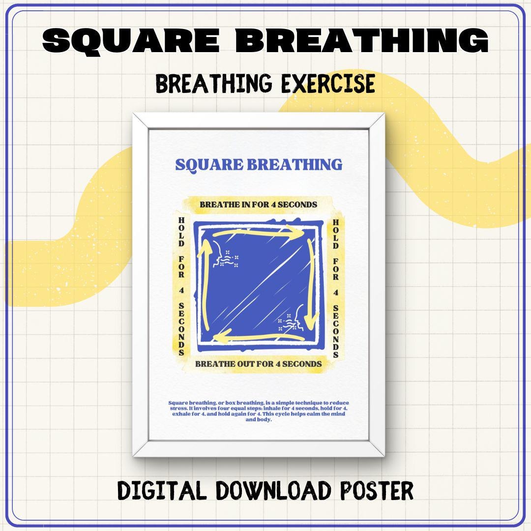 Square Breathing Exercise Poster: Stress & Anxiety Relief (digital ...