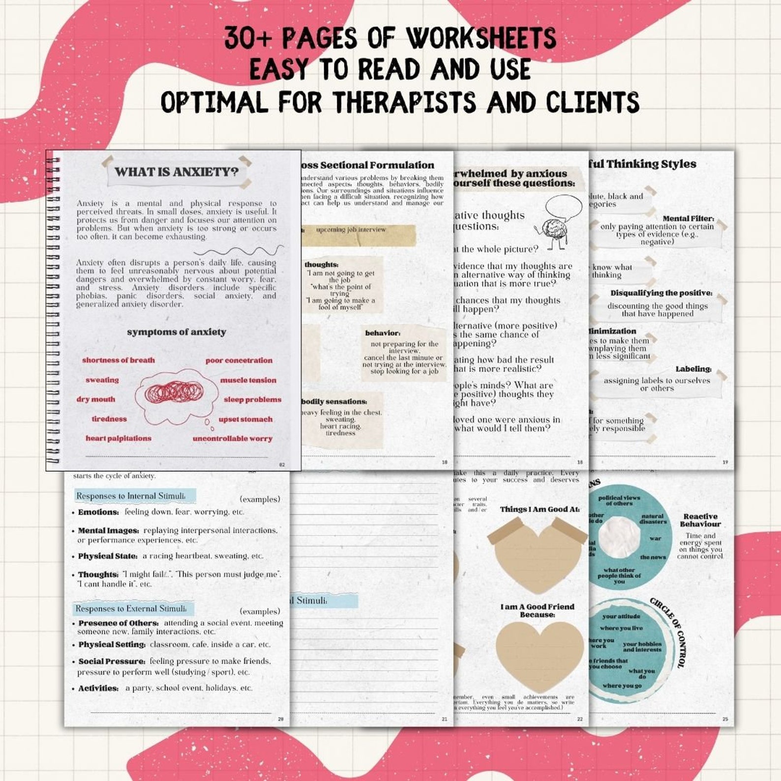 Anxiety Journal PDF Workbook Therapy Worksheets Tool Psychology ...