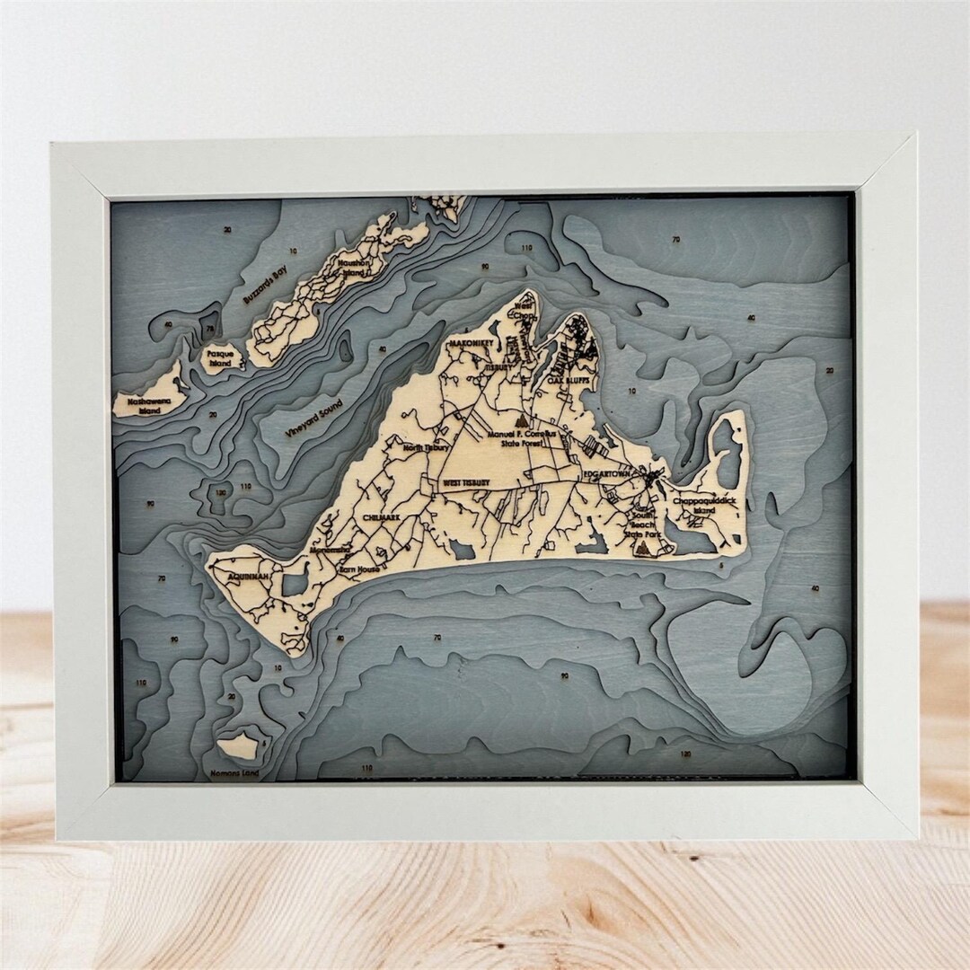 Martha’s Vineyard Ocean Depth Map - Etsy UK