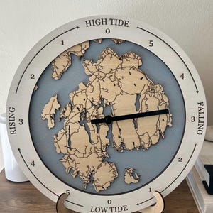 Custom Tide Clock, Stained, Desktop or Wall Mount, Coastal Decor, New Homeowner Gift, Engagement ...