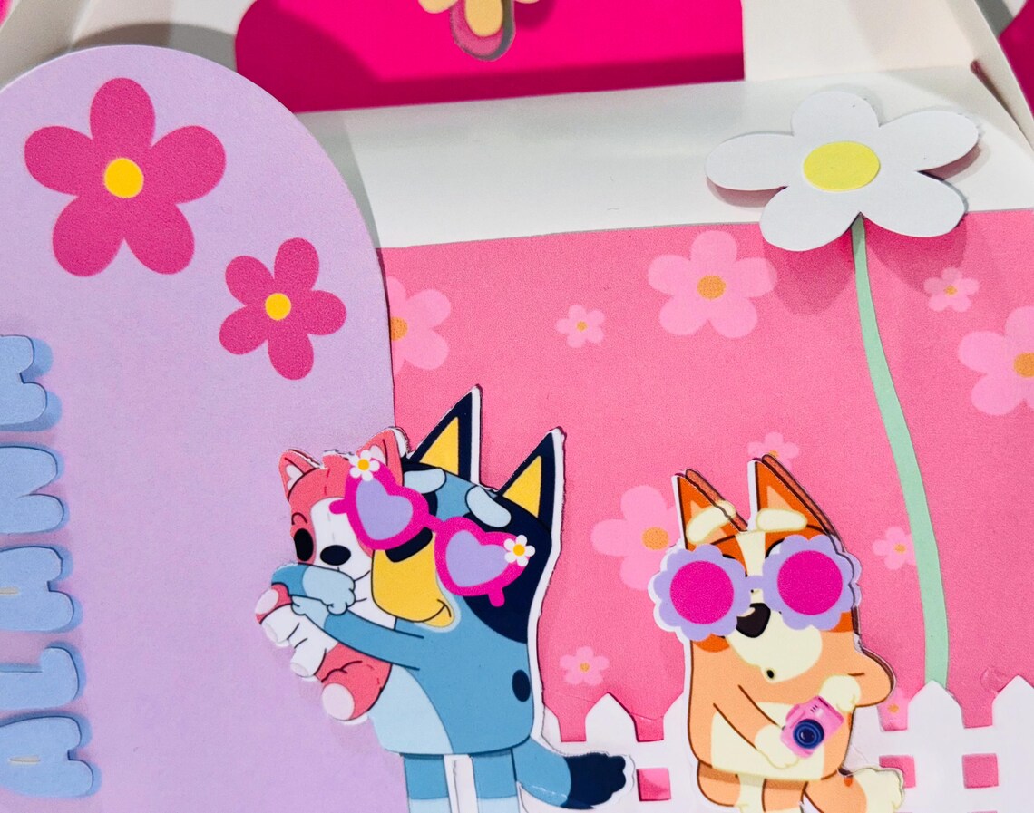 Bluey Favor Boxes, Girl Bluey Candy Boxe, Bluey Pink Gable Boxes, Bluey ...