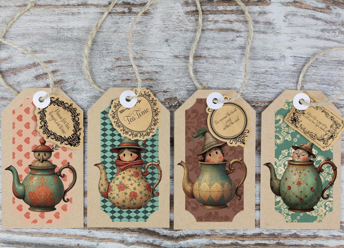 Teapot, Whimsical Teapot, Surreal Junk Journal, Scrapbooking Kit ...