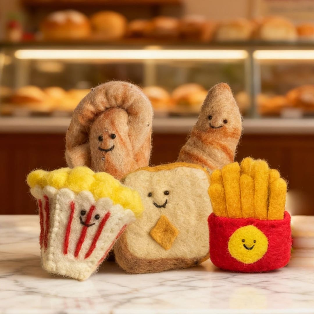 Handmade Wool Felt Bakery Ornament Set. Needle-felted Hanging Decor for ...