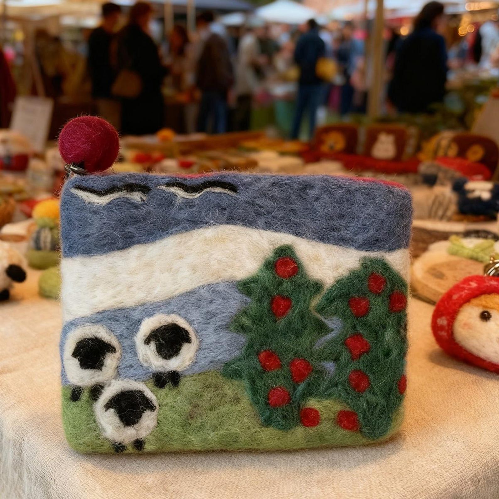 Handmade Felt Wool Coin Purse | Sheep Landscape Wallet - Etsy