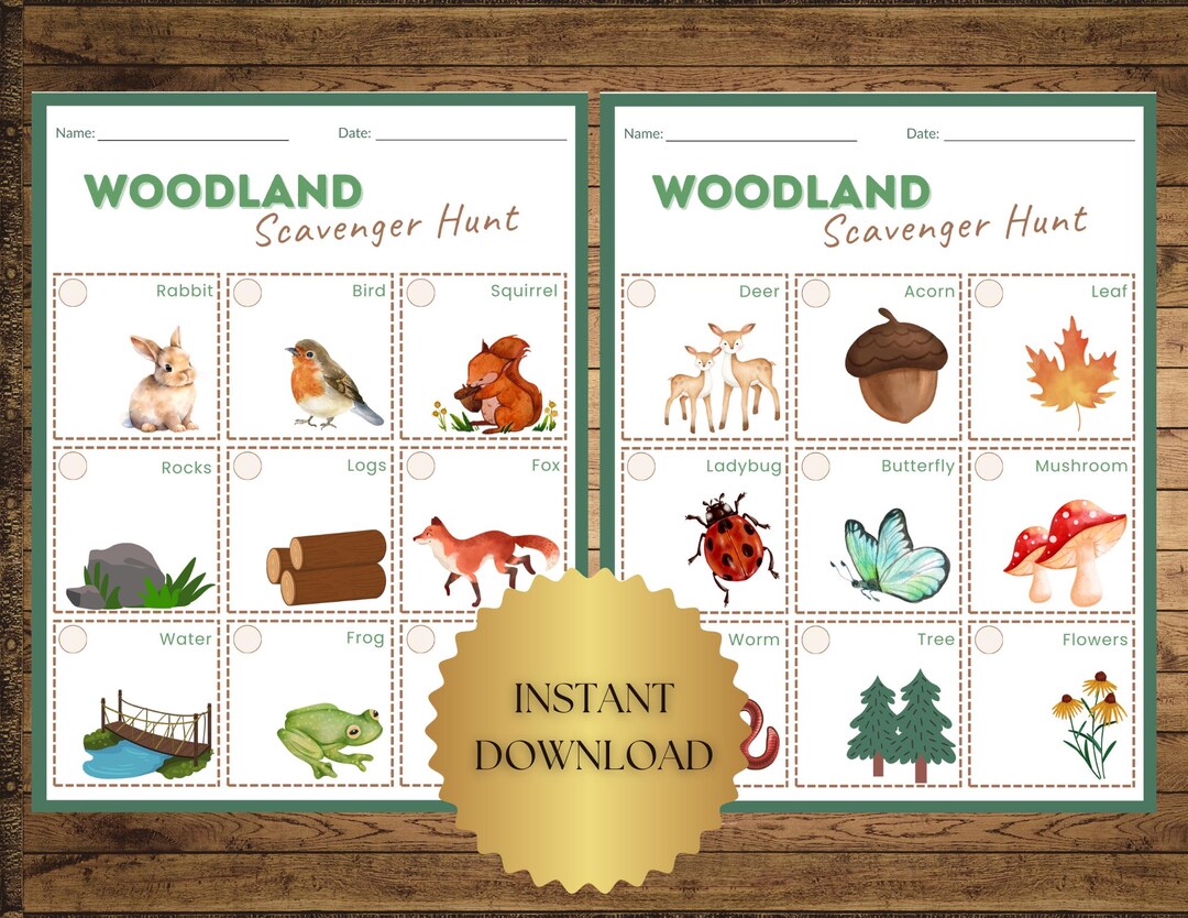 Printable Woodland Scavenger Hunt Activity for Kids, an Outdoor ...