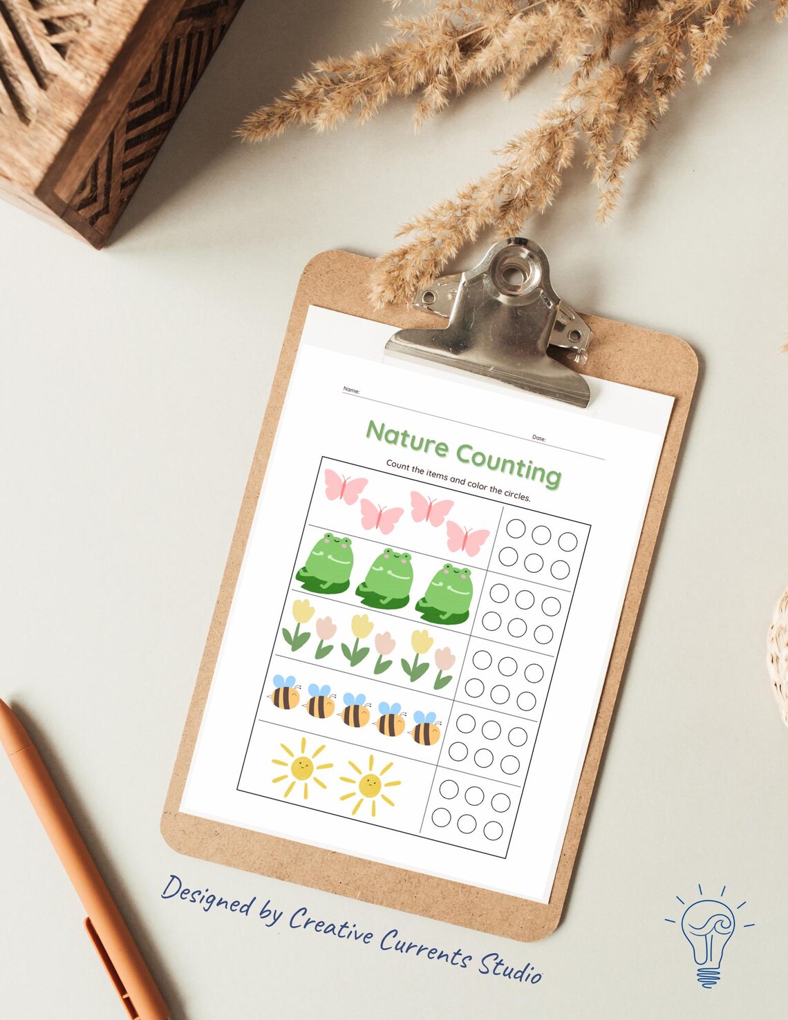 Printable Counting Practice Worksheets, Nature Theme Math Practice ...