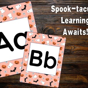 Printable Halloween Theme Alphabet Flash Cards With Bats, Ghosts, and ...