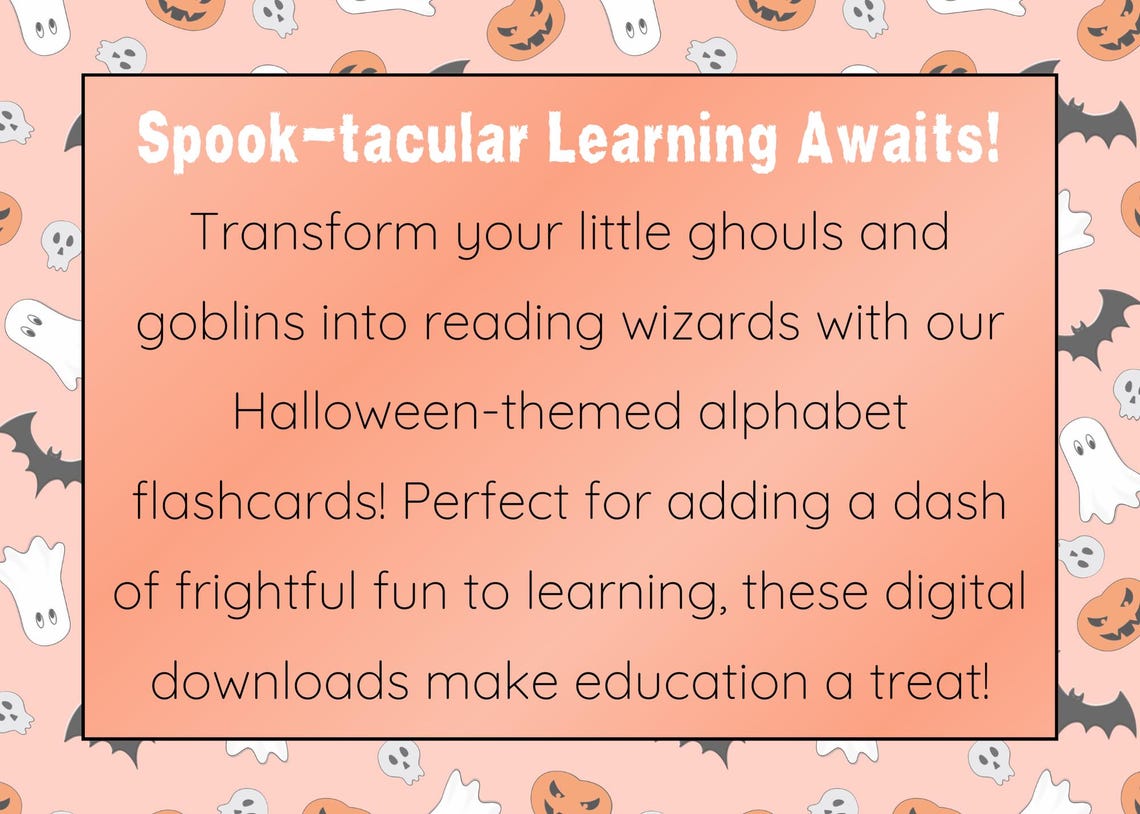 Printable Halloween Theme Alphabet Flash Cards With Bats, Ghosts, and ...