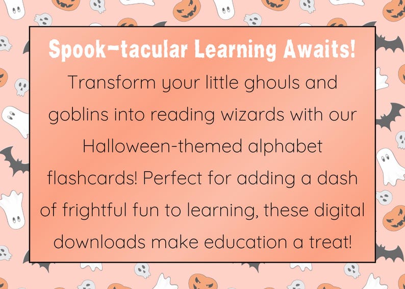 Printable Halloween Theme Alphabet Flash Cards With Bats, Ghosts, and ...