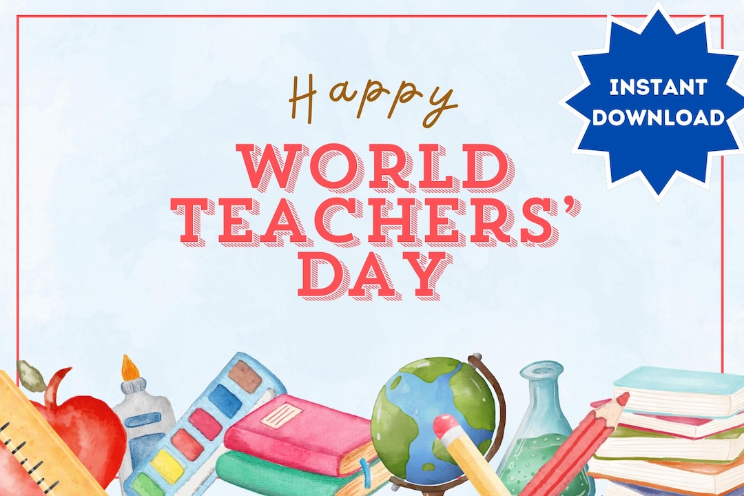 Happy World Teachers' Day Card, Celebrating All Educators, 4x6 Design ...