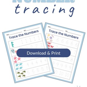 Printable Number Tracing Worksheets, Ocean Theme Math Practice ...
