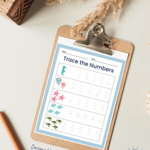 Printable Number Tracing Worksheets, Ocean Theme Math Practice ...