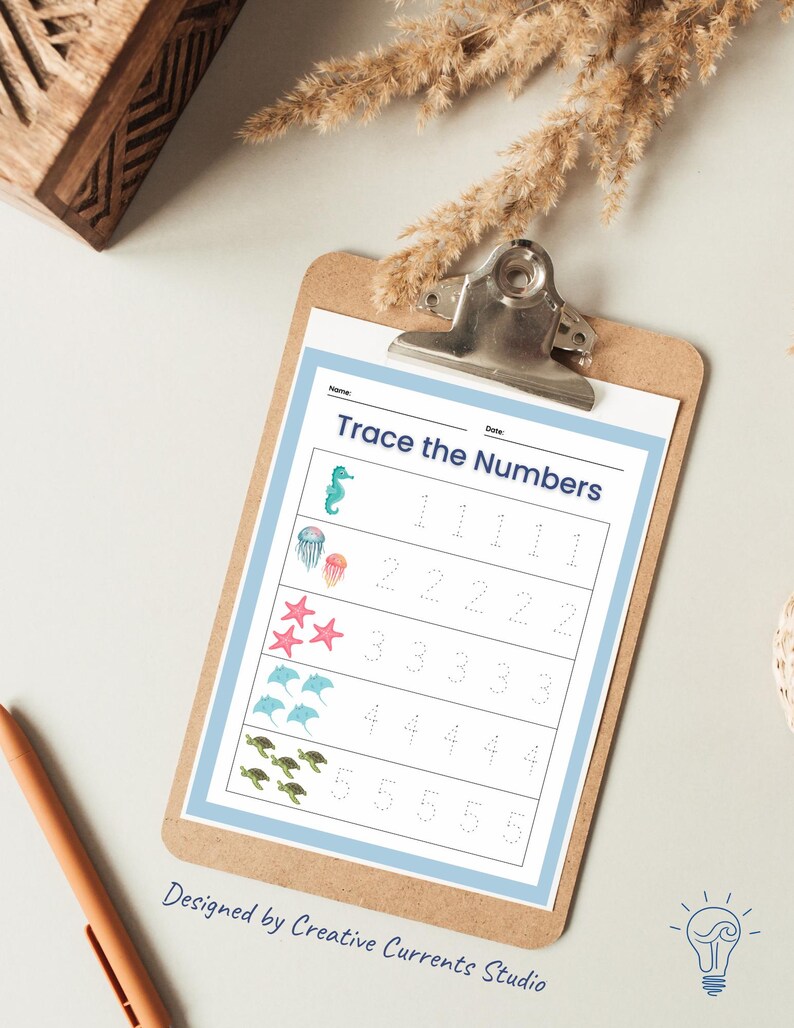 Printable Number Tracing Worksheets, Ocean Theme Math Practice ...