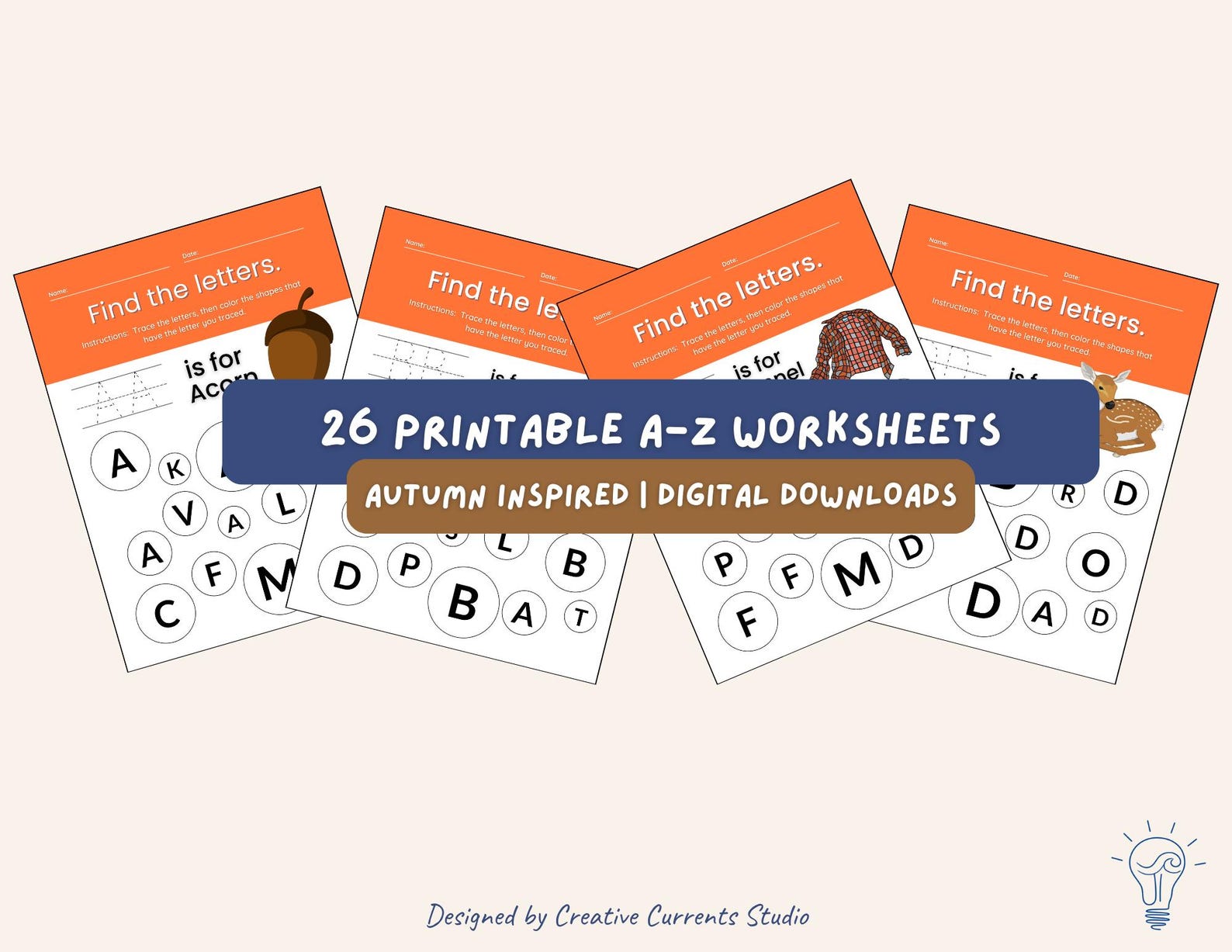 Printable Find the Letters Alphabet Practice Sheets, Fall/autumn ...